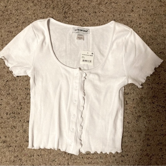 Cotton Emporium | Tops | Cotton Emporium Ribbed Knit Cropped Button ...
